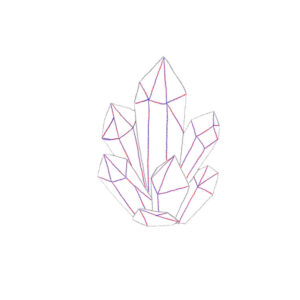 Crystal drawing: Realistic, Cluster, Colorful, Ice and very Easy
