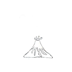 Volcano drawing: Easy, Colored, Labels and Shield