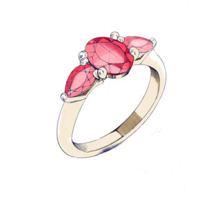 Ring Drawing: Easy, Simple, With Diamonds and Step by Step