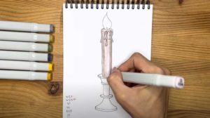 How to Draw a Candle: Flame, Easy and Step by Step