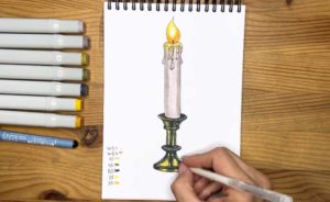 How to Draw a Candle: Flame, Easy and Step by Step